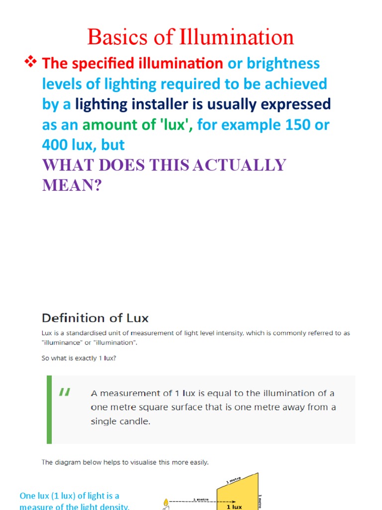 Illumination or Brightness Levels of Lighting | PDF | Computers