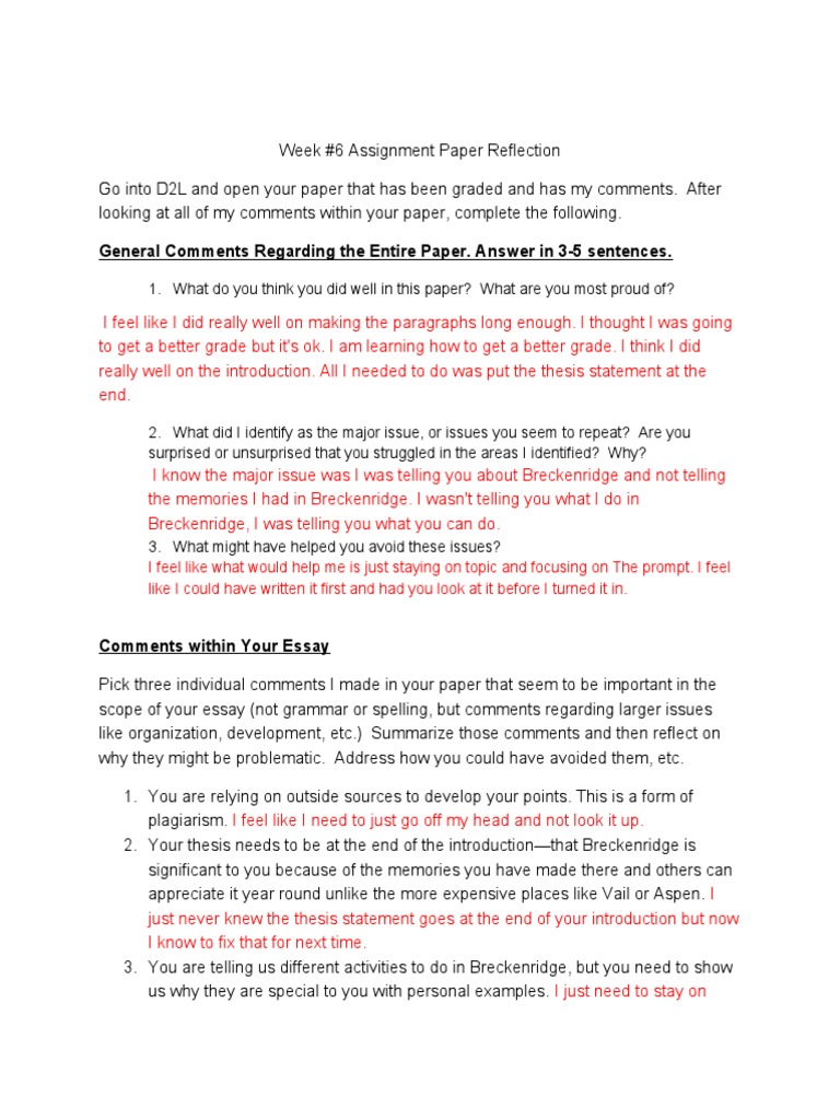 Week 6 Paper Reflection and Insights | PDF | Essays | Human Communication