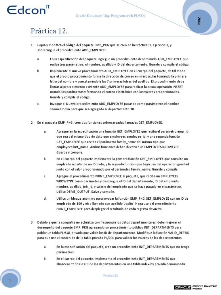 Practica Leccion 12 | PDF | Pl / Sql | SQL