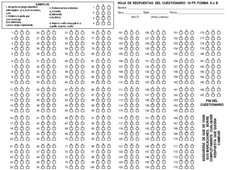 16 FP Hoja Respuestas | PDF