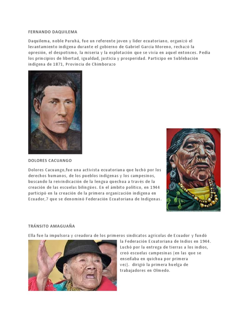 Líderes indígenas: Daquilema, Cacuango y Amaguaña | PDF