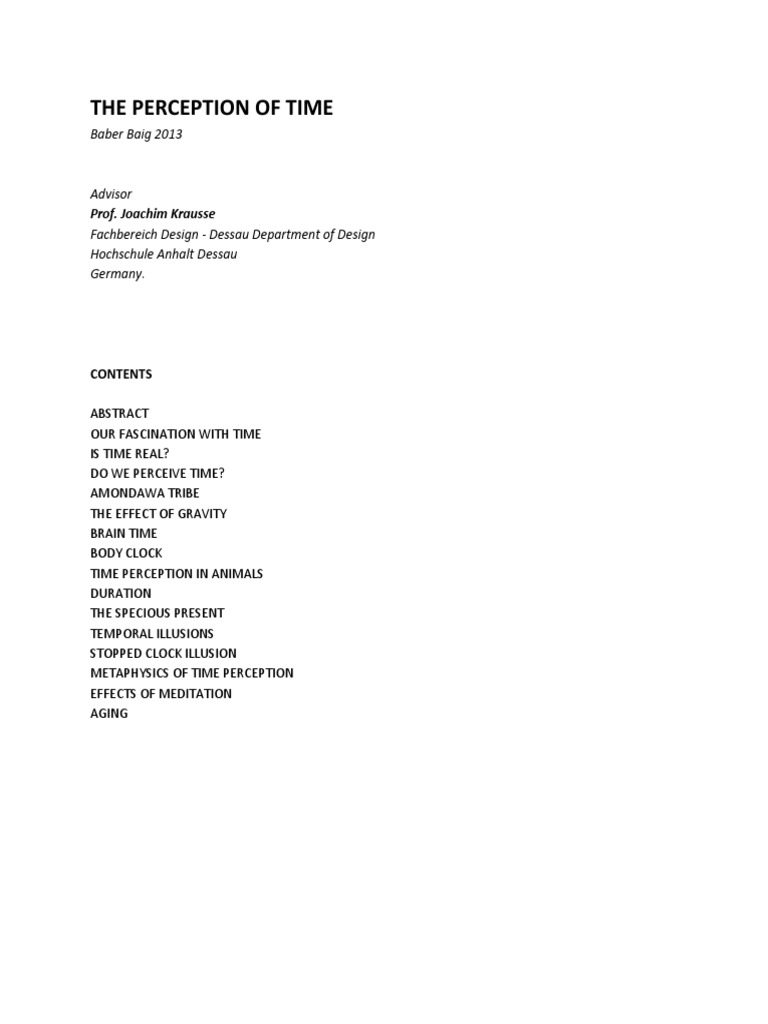 The Construction of Time: Exploring Perceptions of Time Through ...