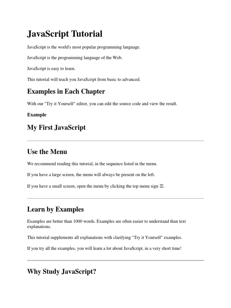 Javascript Tutorial Pdf Subroutine Java Script 