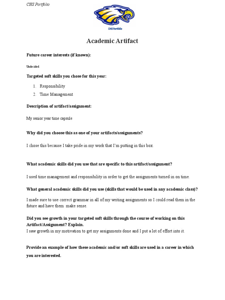 Victoria Duarte - Academic Skills Academic Artifact Form 1 | PDF ...