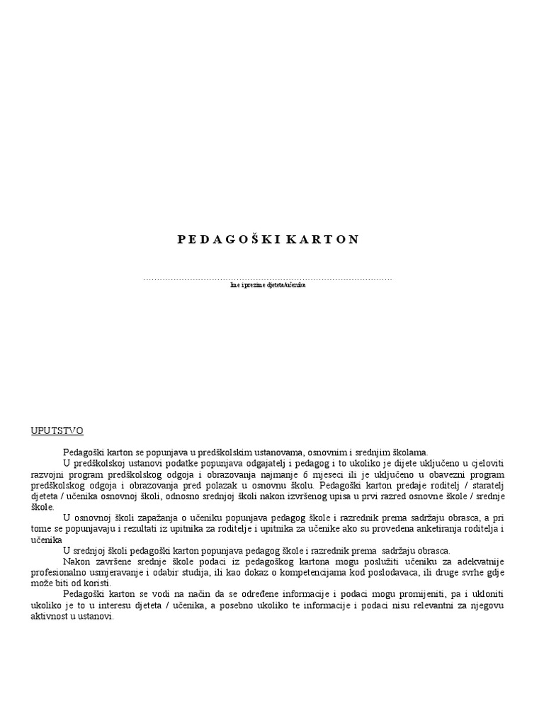 Pedagoski Karton | PDF