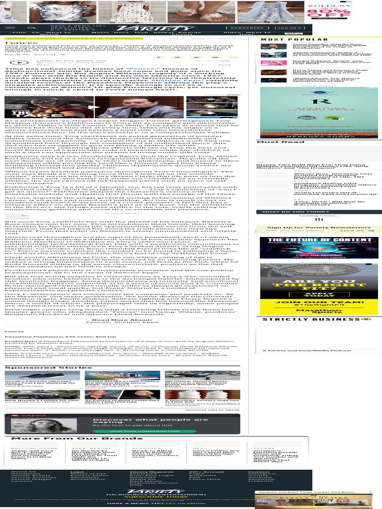 Fences - Variety Review | PDF | Fences (Play)