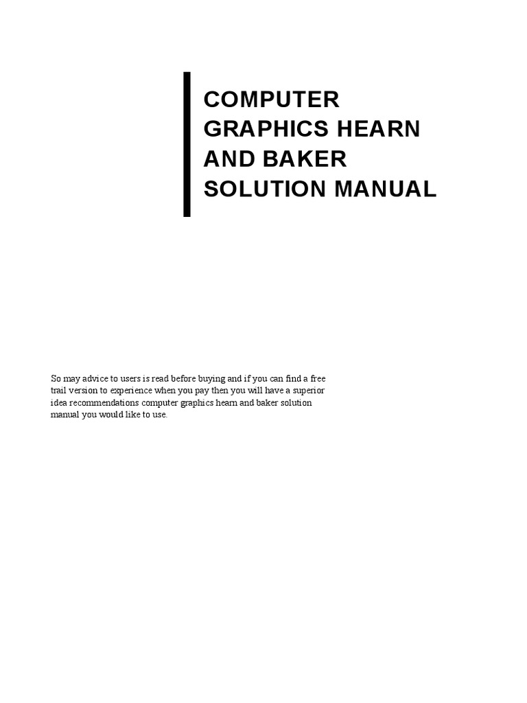 Computer Graphics Hearn and Baker Solution Manual | PDF | Graphics ...