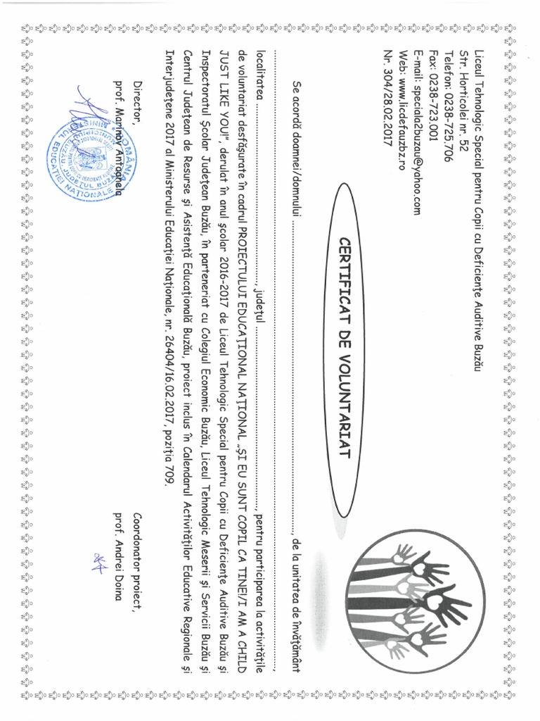 Certificat de Voluntariat | PDF