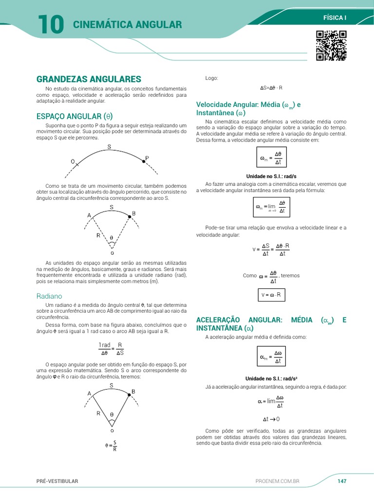 Cinemática Angular: Conceitos e Aplicações | PDF | Ângulo | Cinemática