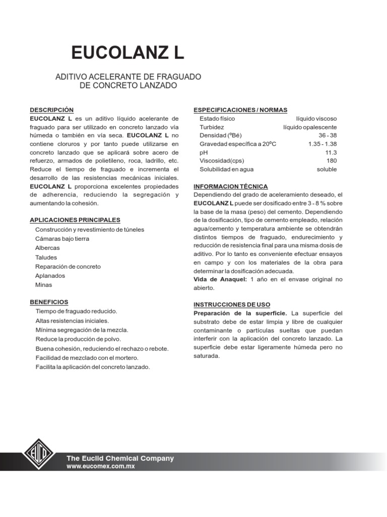 Aditivo Acelerante de Fraguado | Descargar gratis PDF | Hormigón ...