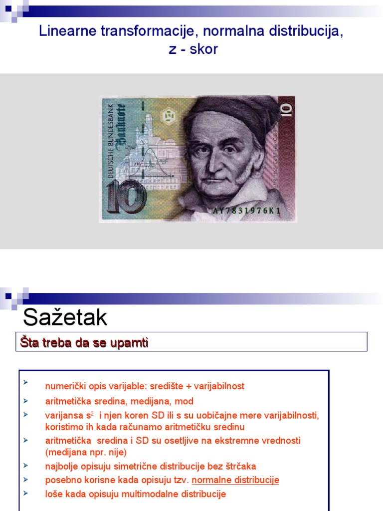 Linearne Transformacije, Normalna Raspodela | PDF