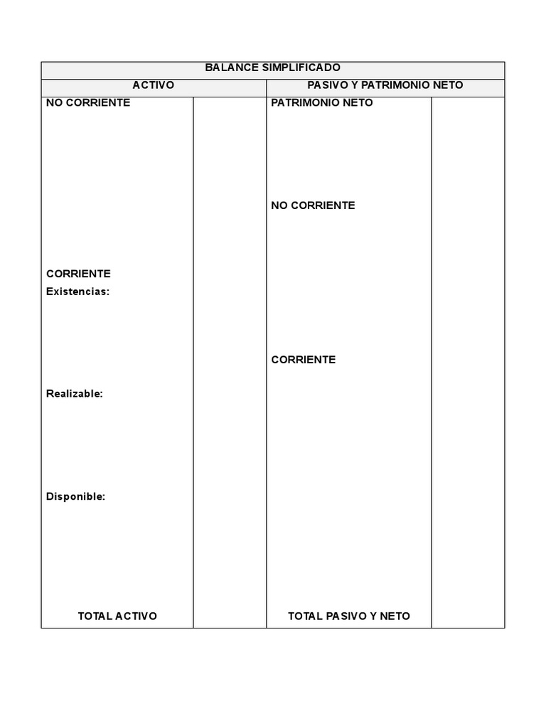 Plantilla Balance Simplificado | PDF