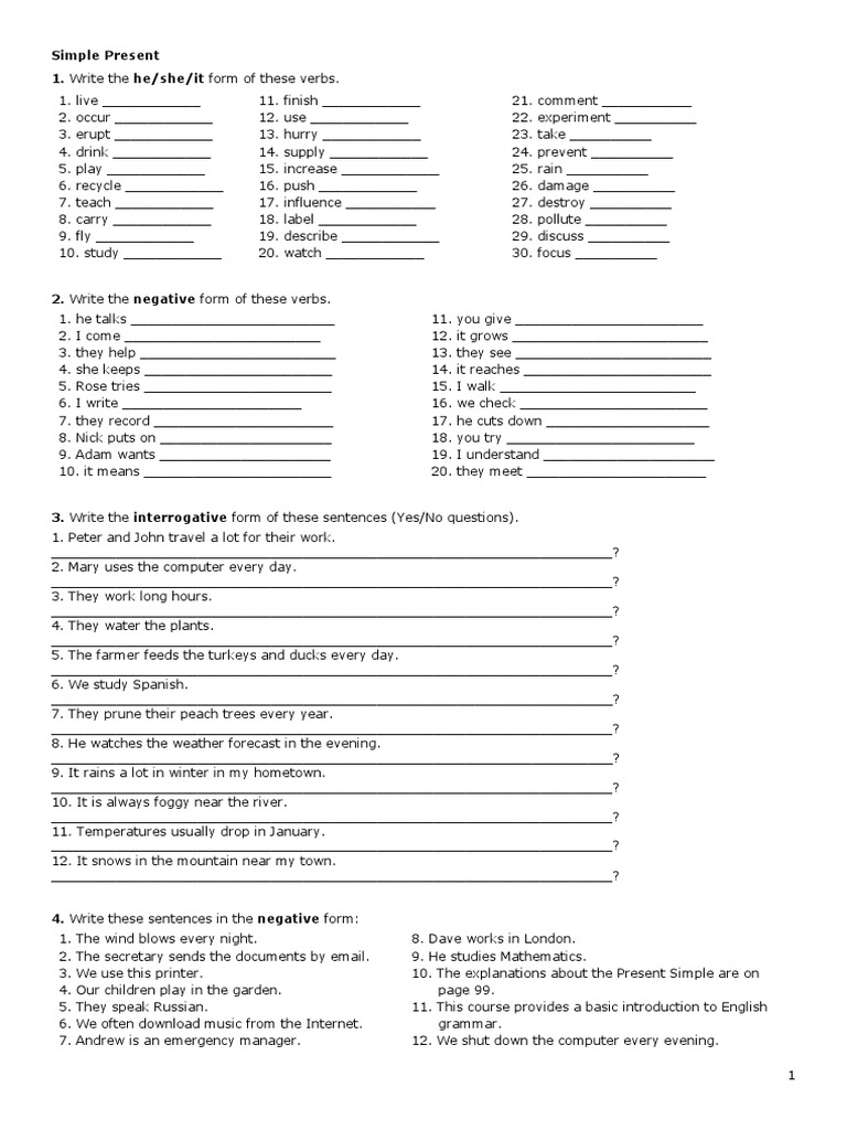 Handout - Simple Present | PDF