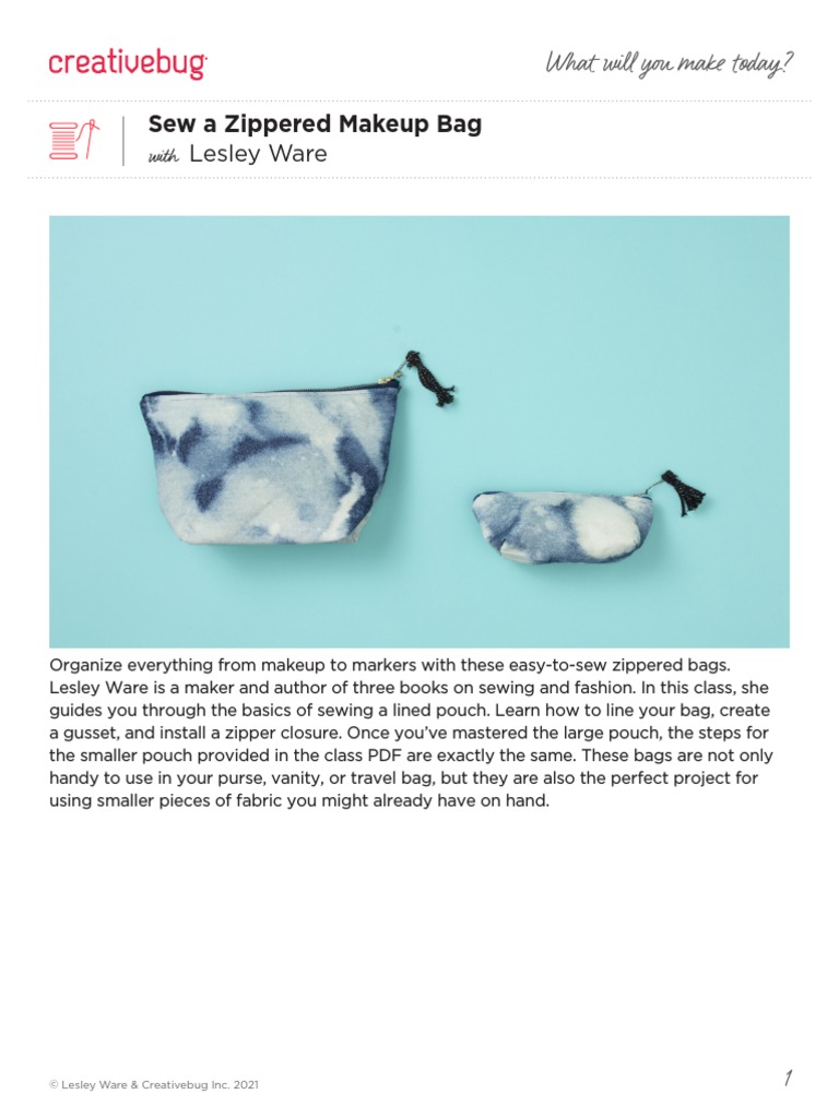 Zippered Bag Sewing Pattern | PDF | Sewing | Yarn