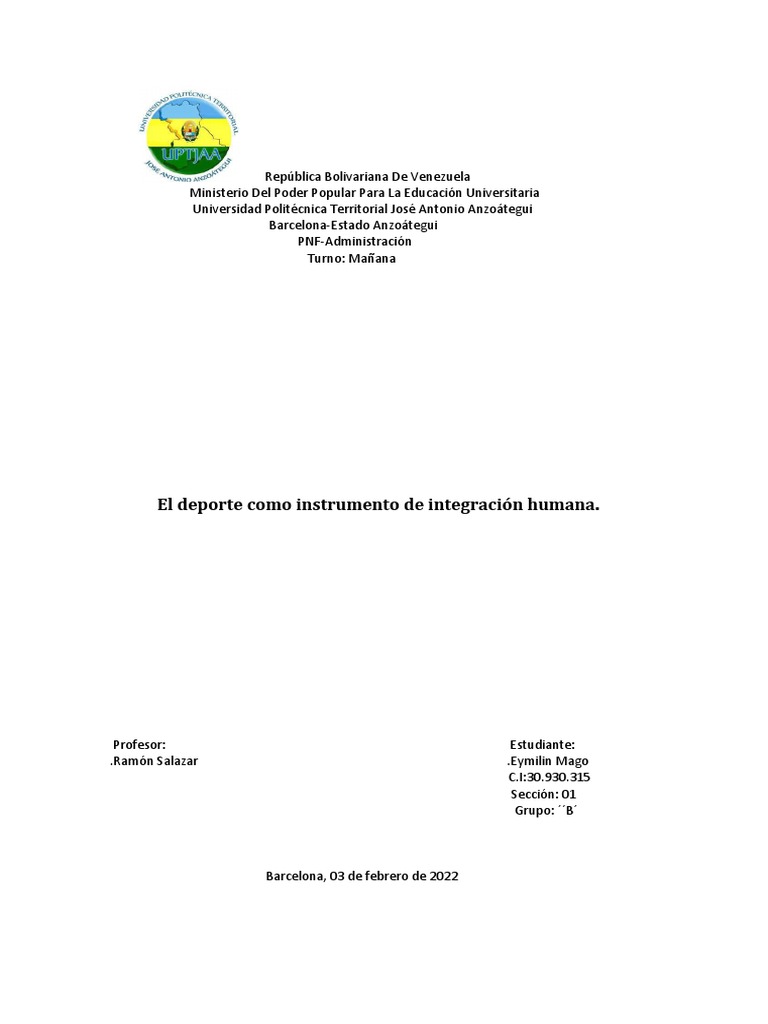 El Deporte Como Instrumento de Integración Humana | PDF | Deportes ...