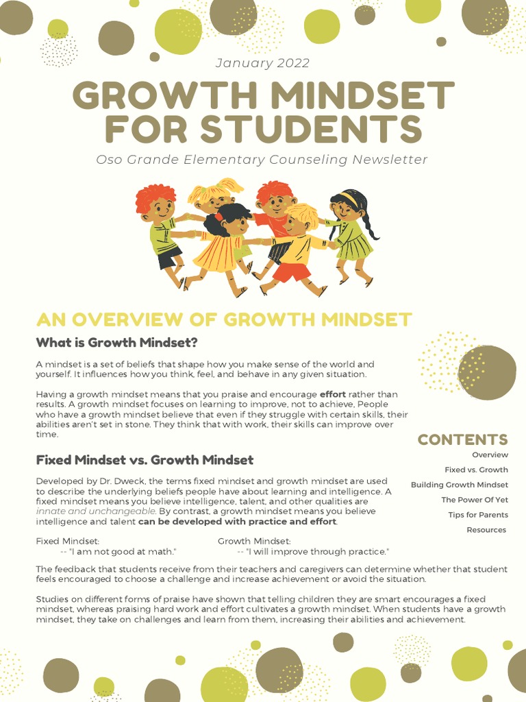 Growth Mindset Parent Handout | PDF | Mindset | Learning