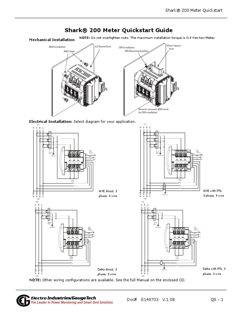 Shark® 200 Meter Quickstart Guide: Mechanical Installation | PDF ...