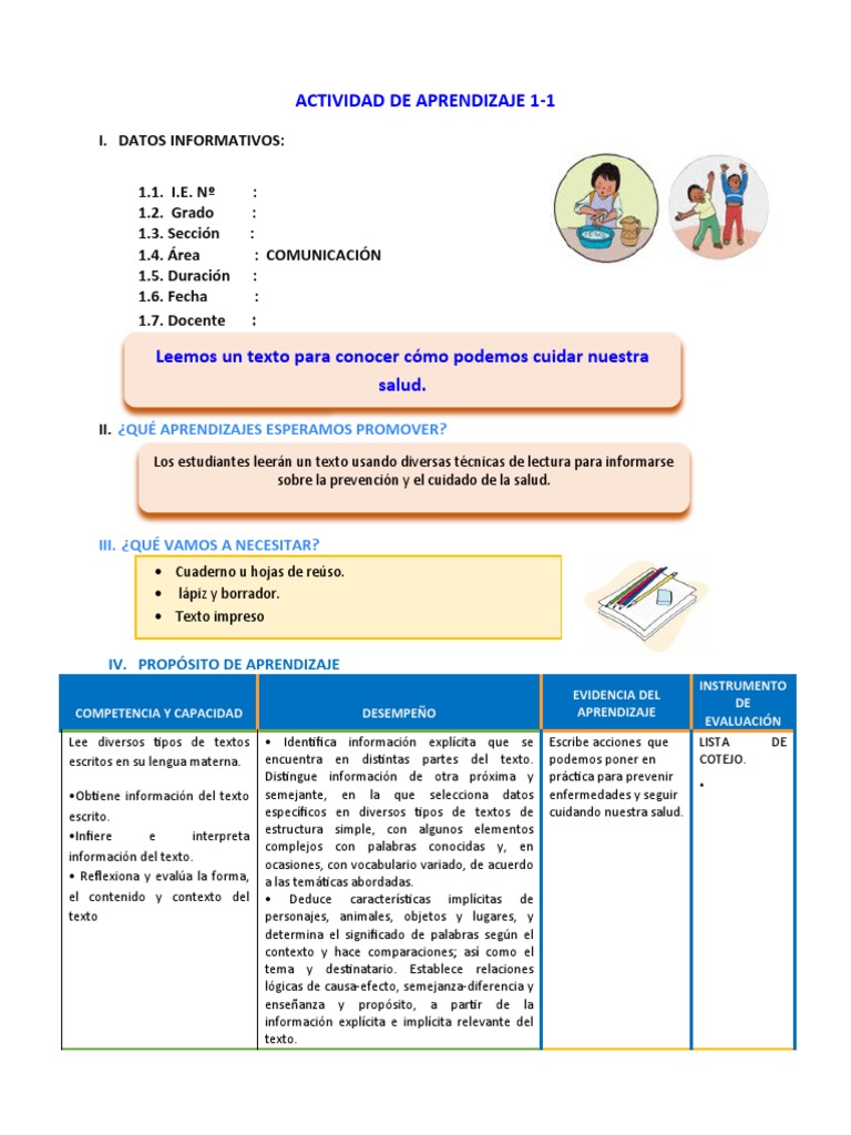 D1 A2 SESION Leemos Un Texto para Conocer Cómo Podemos Cuidar Nuestra ...
