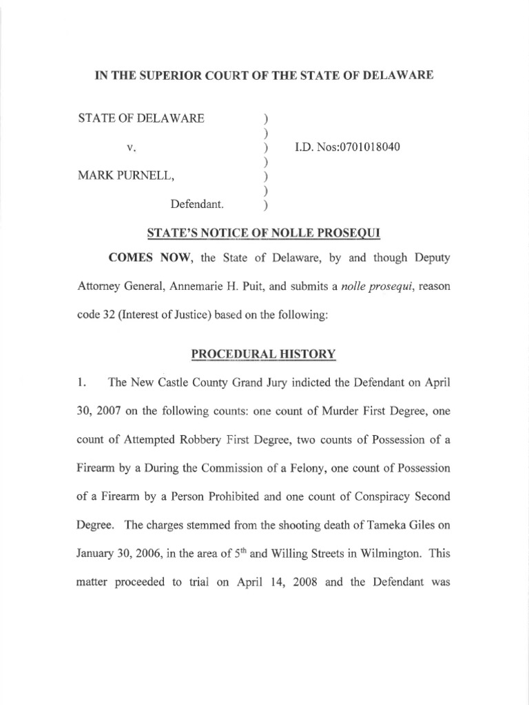 Mark Purnell Nolle Prosequi | PDF