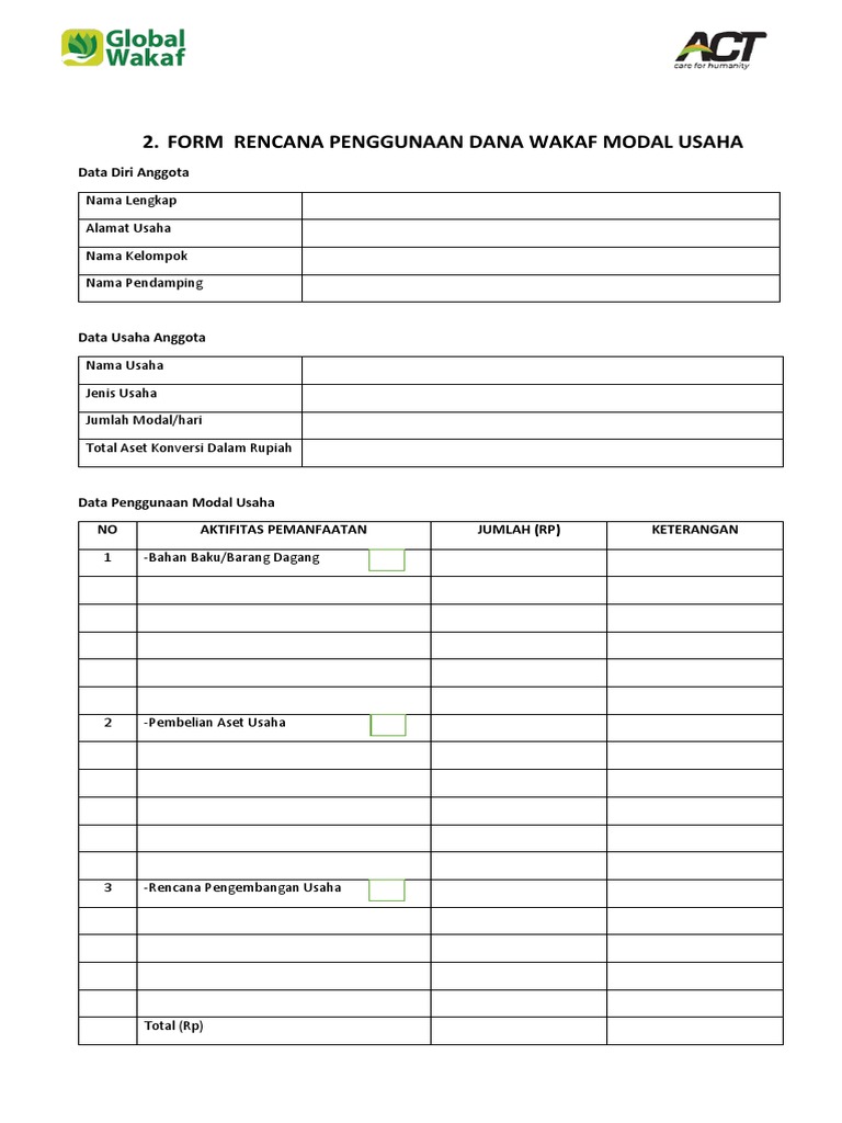 Form Rencana Penggunaan Dana | PDF