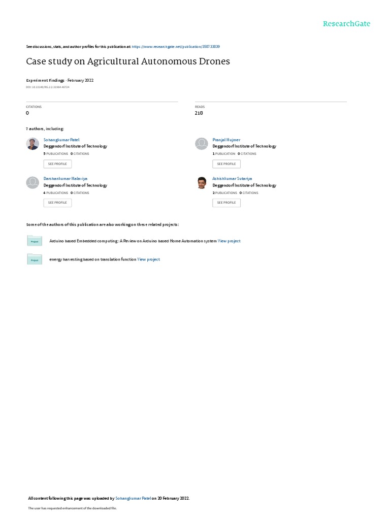 Case Study Drone 2 Pdf Quadcopter Rotation Around A Fixed Axis
