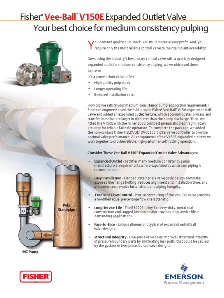 Fisher® Vee-Ball™ V150E Expanded Outlet Valve For Pulping-1 | PDF