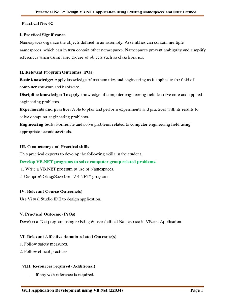 VB.NET Namespaces Application Guide | PDF | Visual Basic .Net | Namespace