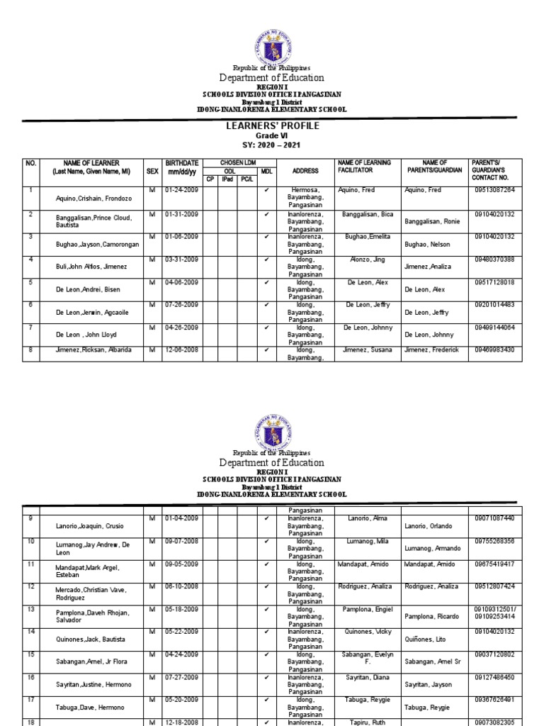 Department of Education: Learners' Profile | PDF
