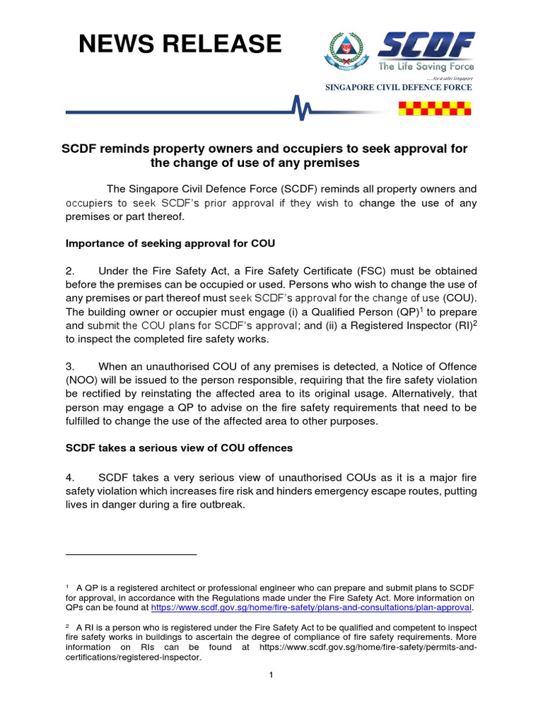 SCDF News Release - SCDF Reminds Property Owners and Occupiers To Seek ...