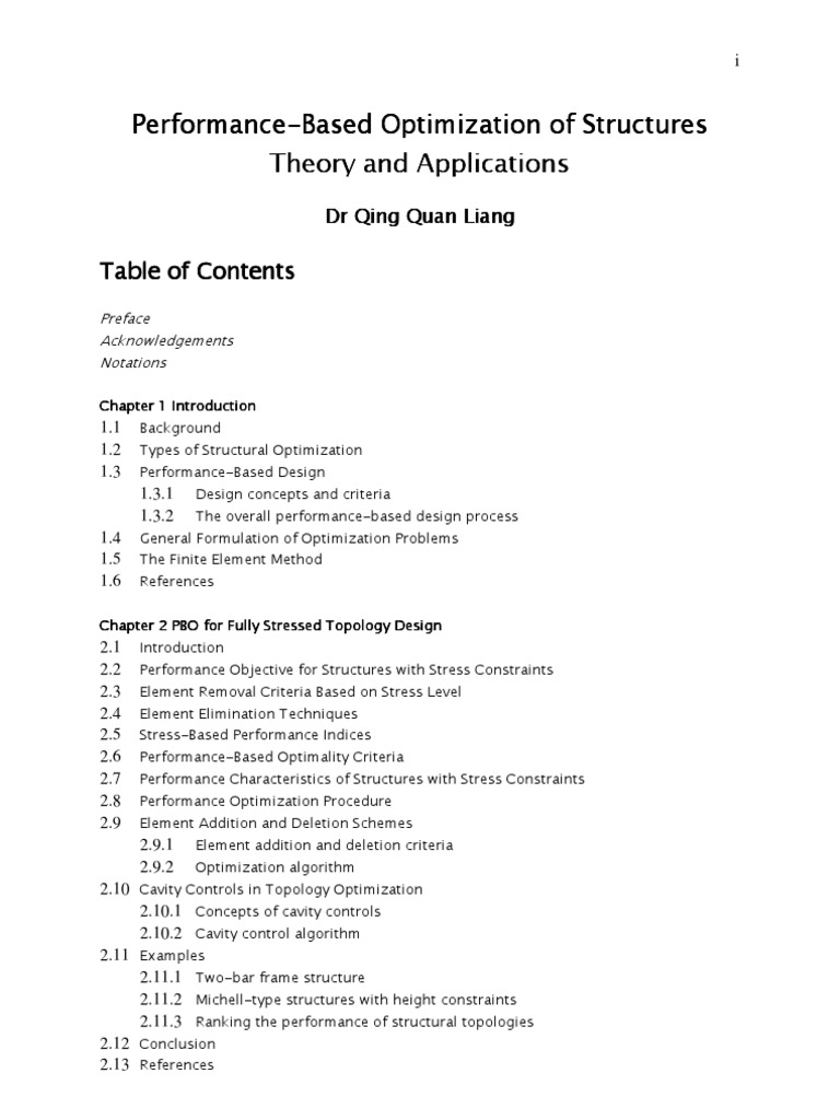 Performance Basedoptimizationofstructurestheoryandapplications Pdf Beam Structure