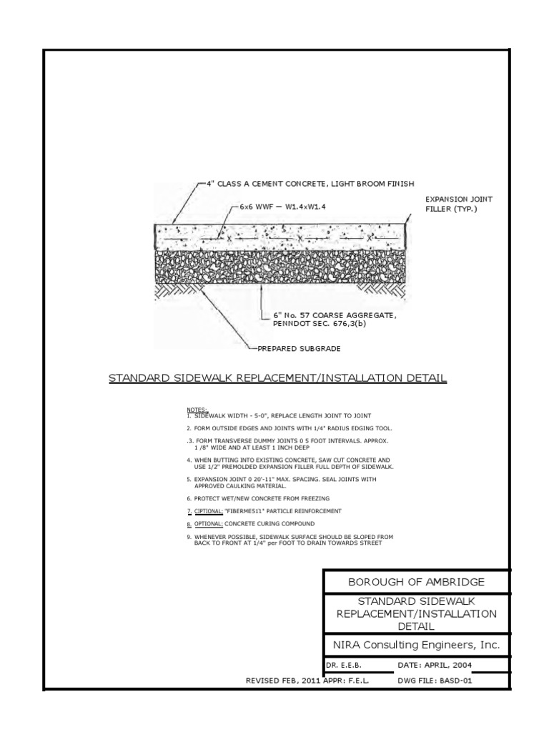 Standard Sidewalk Replacement/Installation Detail | PDF | Road Surface ...