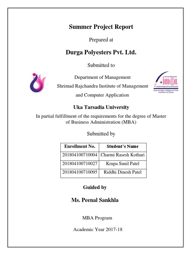 Summer Project Report | PDF | Textile Industry | Economic Growth