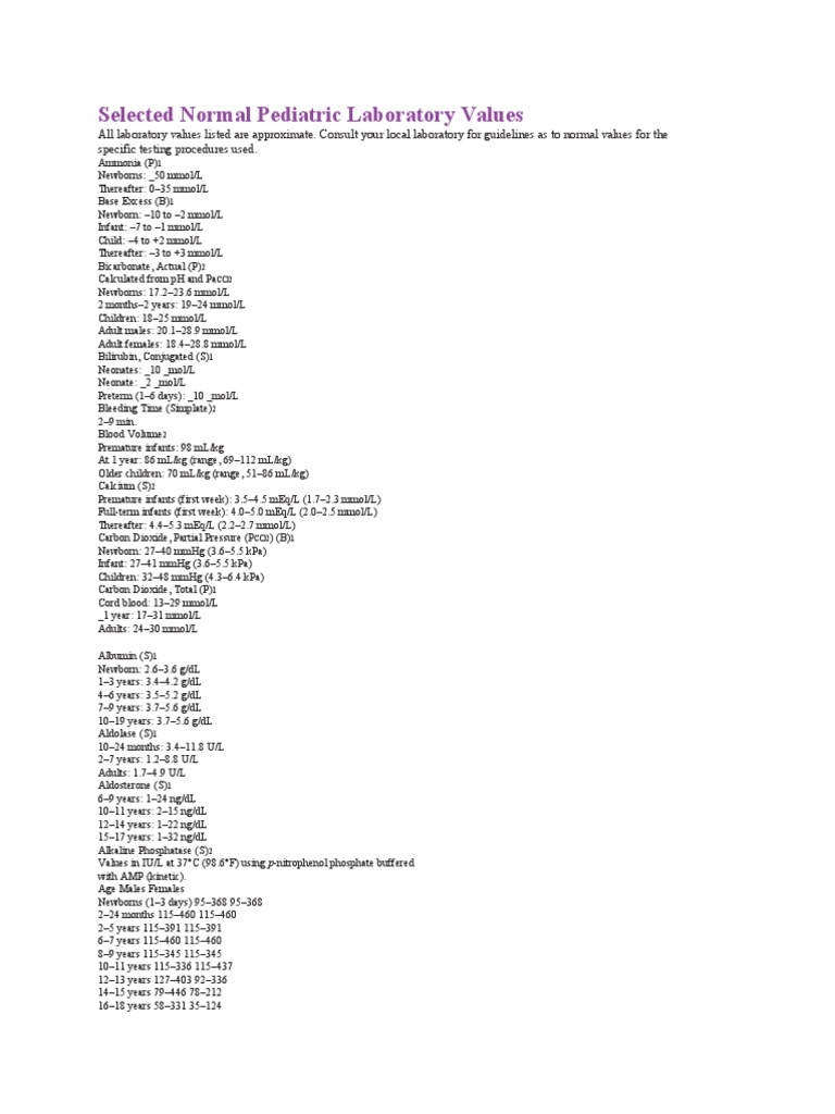 Valori Normale in Pediatrie | PDF | Creatinine | Glycated Hemoglobin