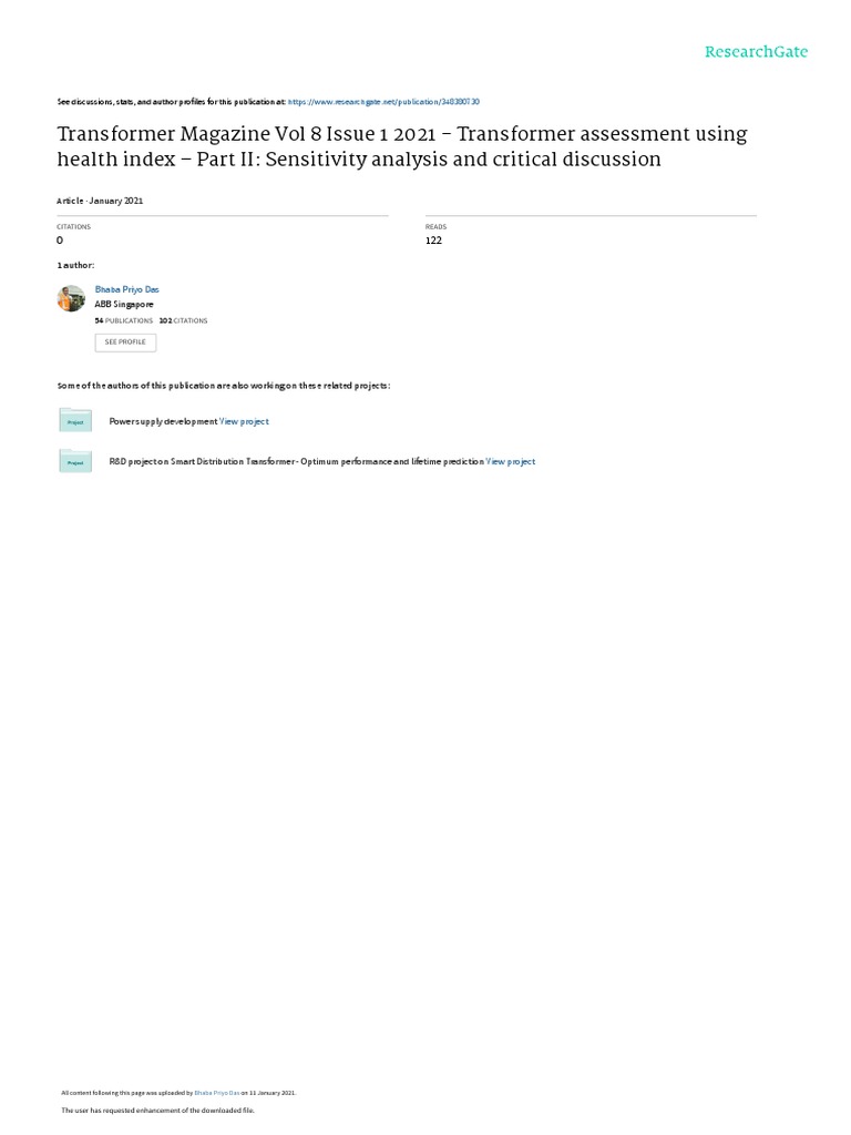 Transformer Health Index Analysis | PDF | Transformer | Sensitivity ...