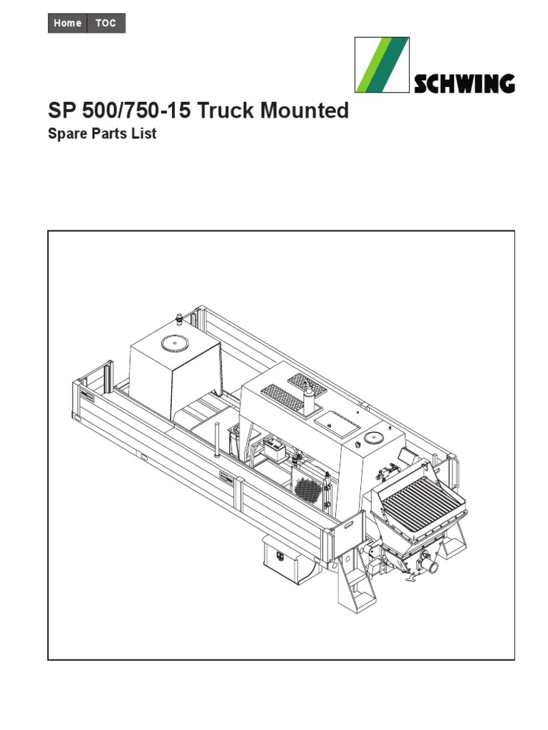 Schwing SP 500/750 Parts Manual | PDF | Pump | Engines