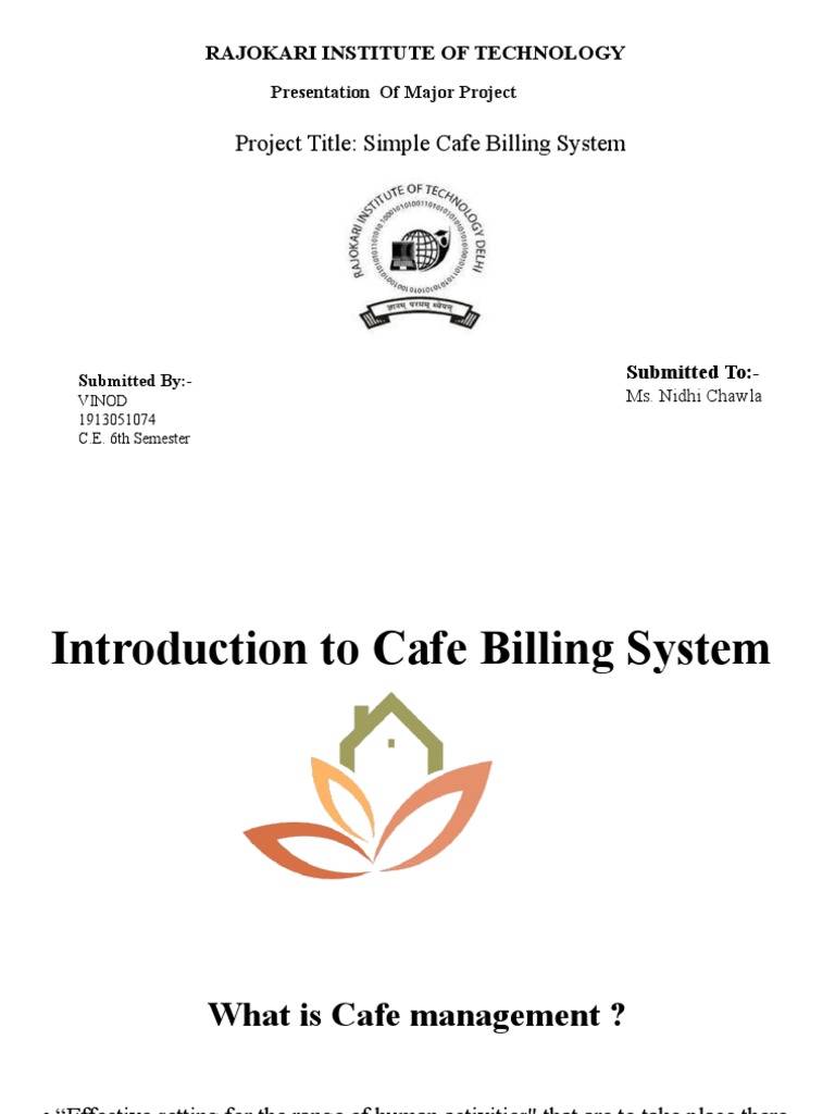 Project Title: Simple Cafe Billing System: Rajokari Institute of ...