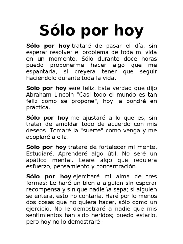 Sólo Por Hoy | PDF
