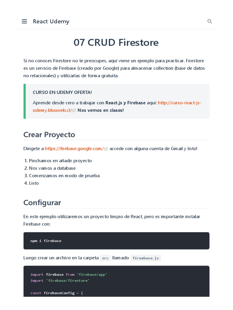 07 CRUD Firestore React Udemy | PDF | Informática | Google