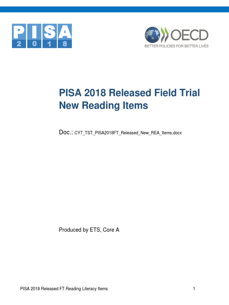 PISA 2018 FT Released New Reading Items | PDF | Multiple Choice | Literacy