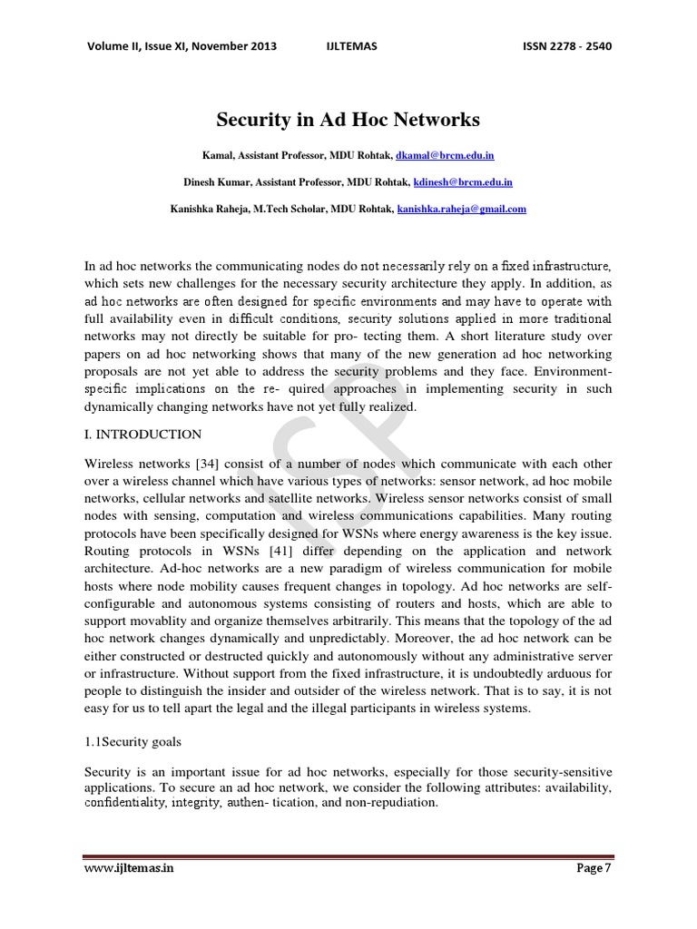 Security in Ad Hoc Networks | PDF | Wireless Ad Hoc Network | Routing