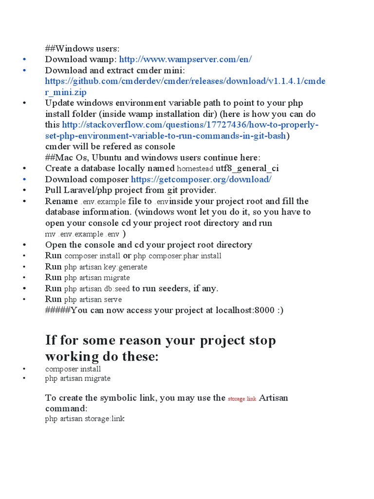 Setup Local Dev Environment for Laravel PHP Projects | PDF