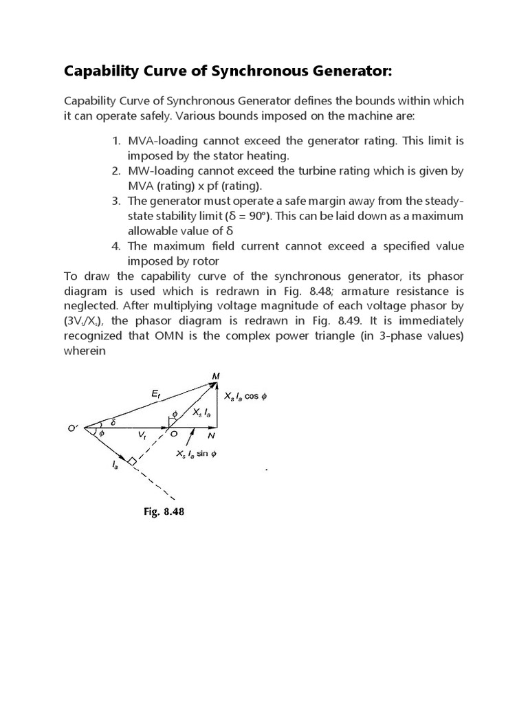 Synchronous Generator Capability Curve | PDF