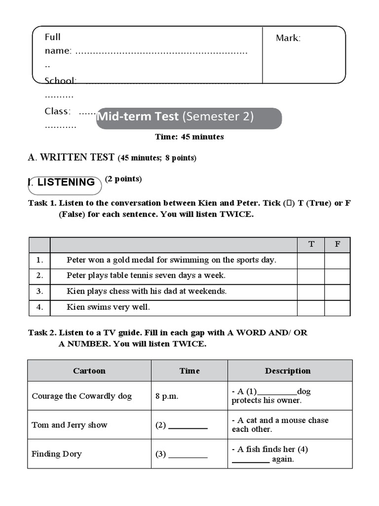 2024-2025 7th Grade English Midterm | PDF | Art