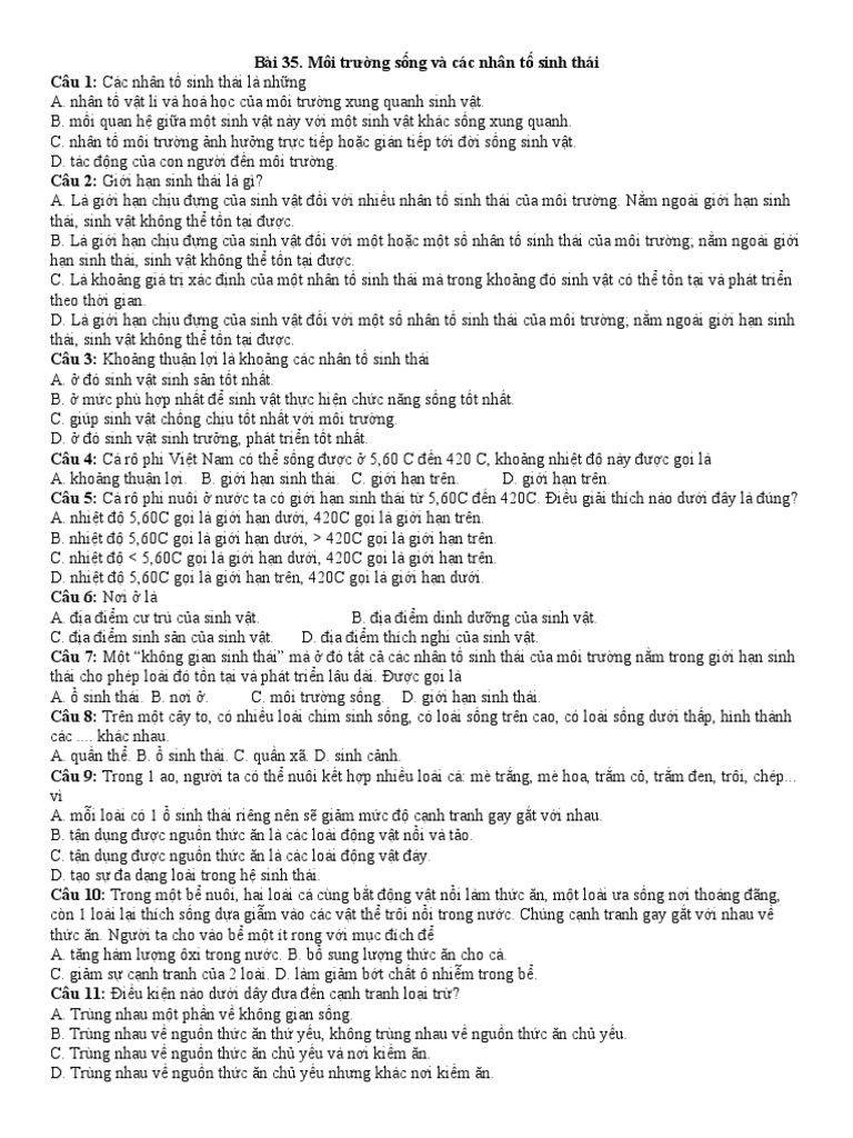 2122 hk2 trắc nghiêm tham khảo | PDF