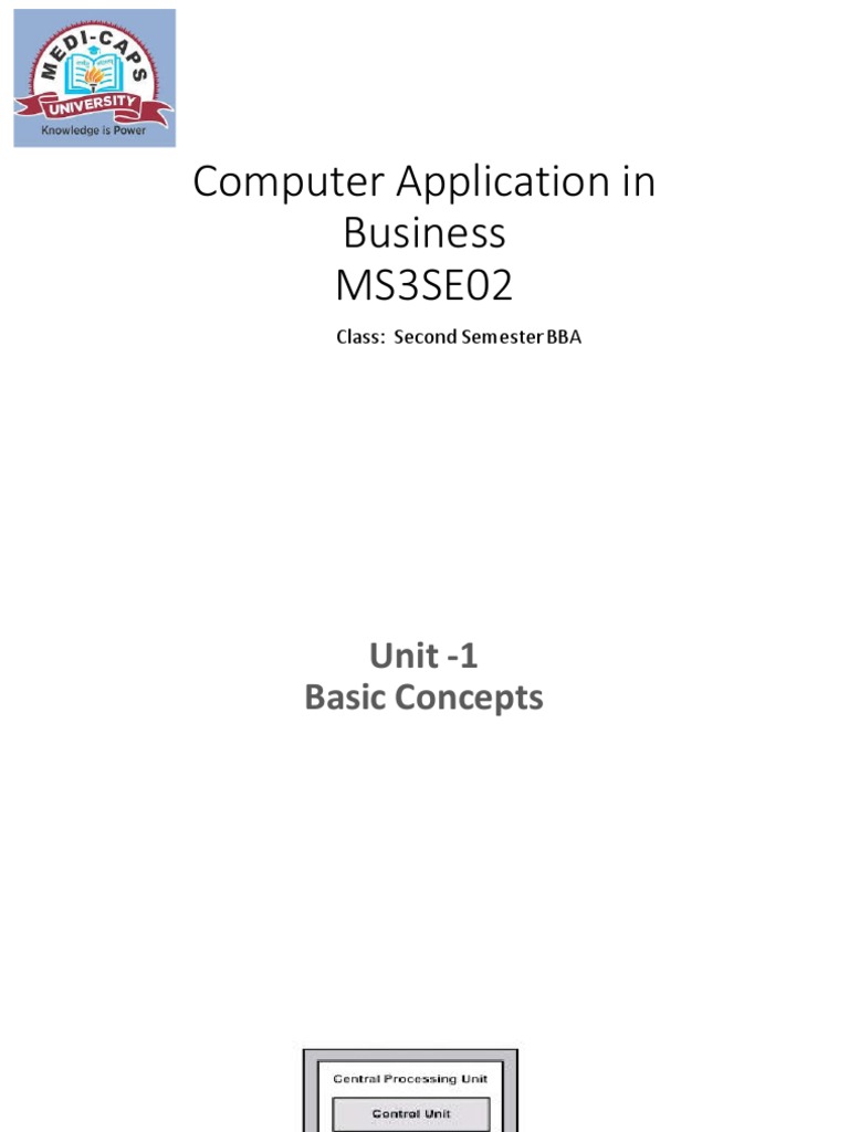 Computer Application in Business MS3SE02: Class: Second Semester BBA ...