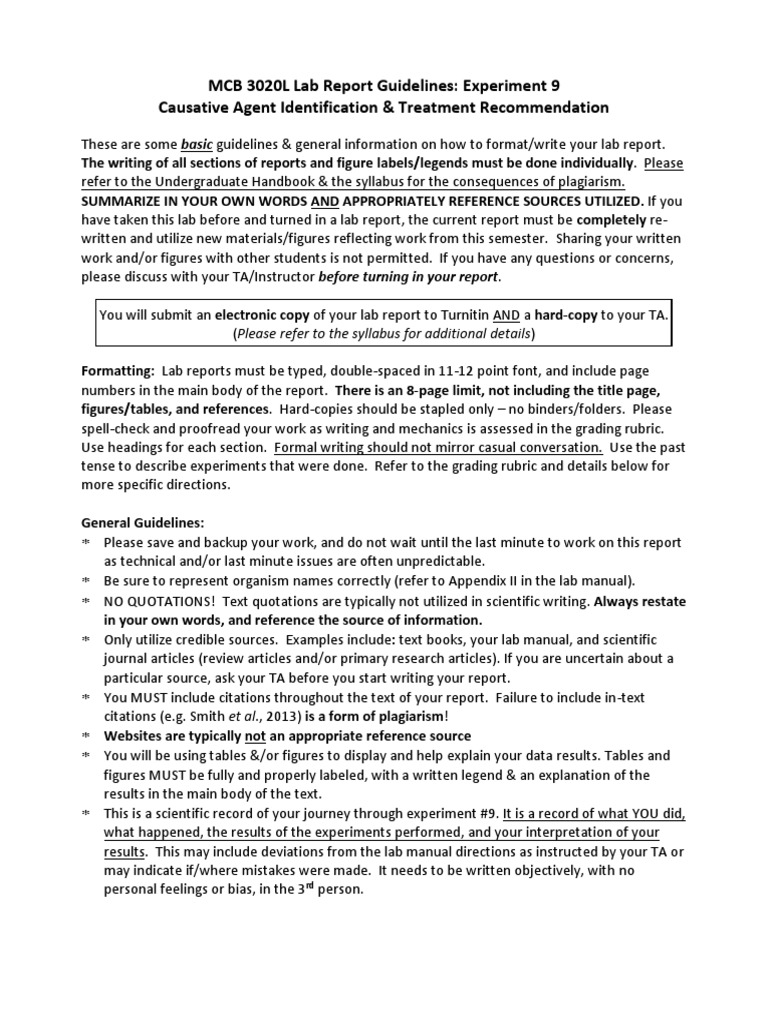 MCB 3020L Lab Report Guidelines | PDF