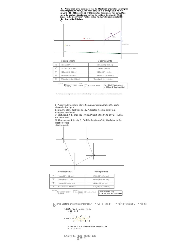 Cmu Physics For Engineers Vector Addition Sample Problem | PDF | Euclidean Vector | Classical ...
