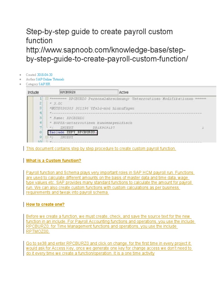 Step-By-step Guide To Create Payroll Custom Function | PDF | Subroutine | Computer Science
