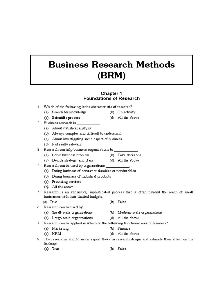Business Research Methods (BRM) | PDF | Sampling (Statistics) | Level Of Measurement