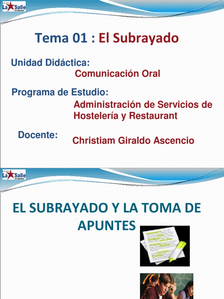 Tema 01 El Subrayado | PDF | Aprendizaje | Ciencia cognitiva